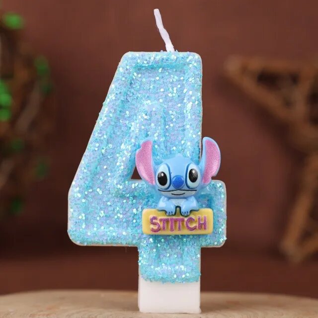 Синяя цифровая свеча с цифрами 0-9 в стиле аниме «Лило и Стич», кавайный ангелочек «Стежок», детские тематические свечи для вечеринок, подарки для детей,