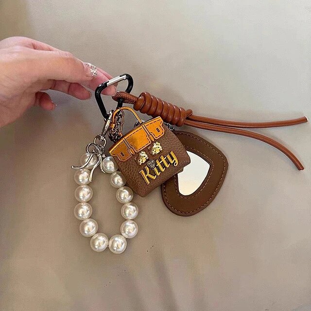 Брелок-сумочка Sanrios Mirror Hello Kitty Y2K с подвеской в виде летнего котенка, игральных костей, брелок с печатью, ювелирные изделия, аксессуары, подарок для девочки