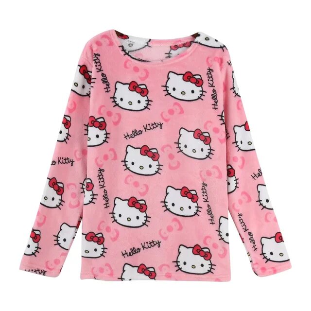 1 предмет милой домашней одежды MINISO Hello Kitty, свободные фланелевые женские пижамные штаны, повседневная милая домашняя одежда для девочек на осень и зиму, Размер: L 47-55 кг