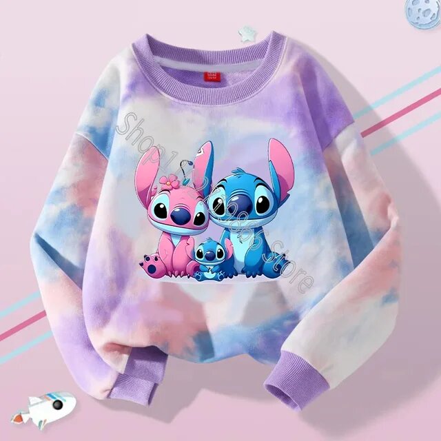 Толстовка с капюшоном «Лило и Стич», одежда Disney для девочек, рисунок персонажей аниме-фильмов для мальчиков, тёплый и удобный праздничный подарок с длинными рукавами, Размер: 110 см