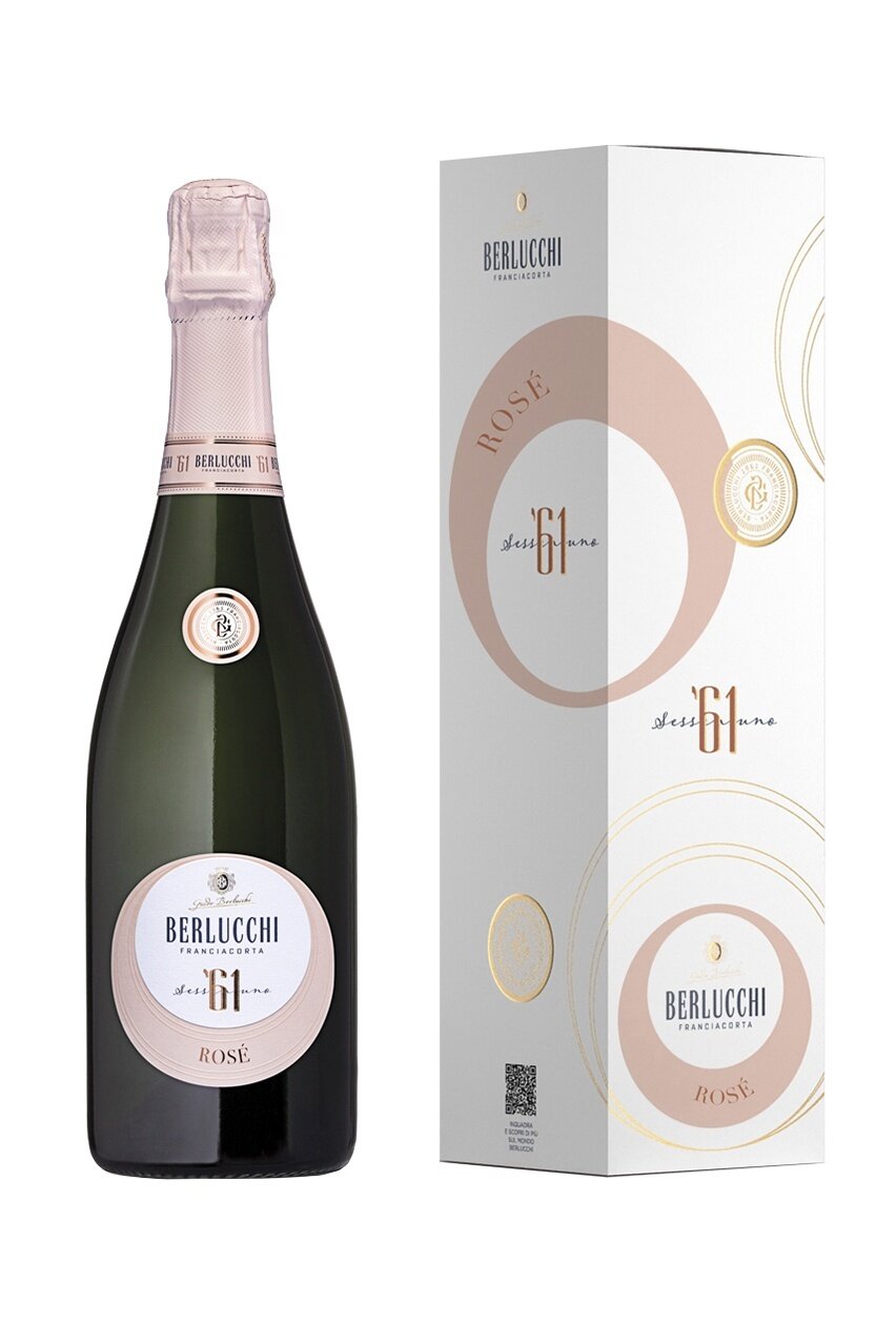 Игристое вино Берлукки 61 Франчакорта Розе, в подарочной упаковке, розовое, брют, 0.75л
