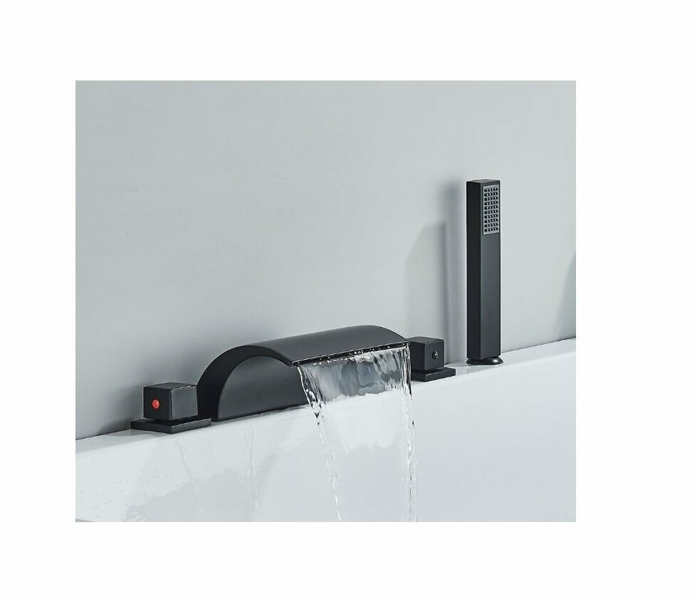 Каскадный смеситель на борт ванны Santarinio SB-100600 черный матовый