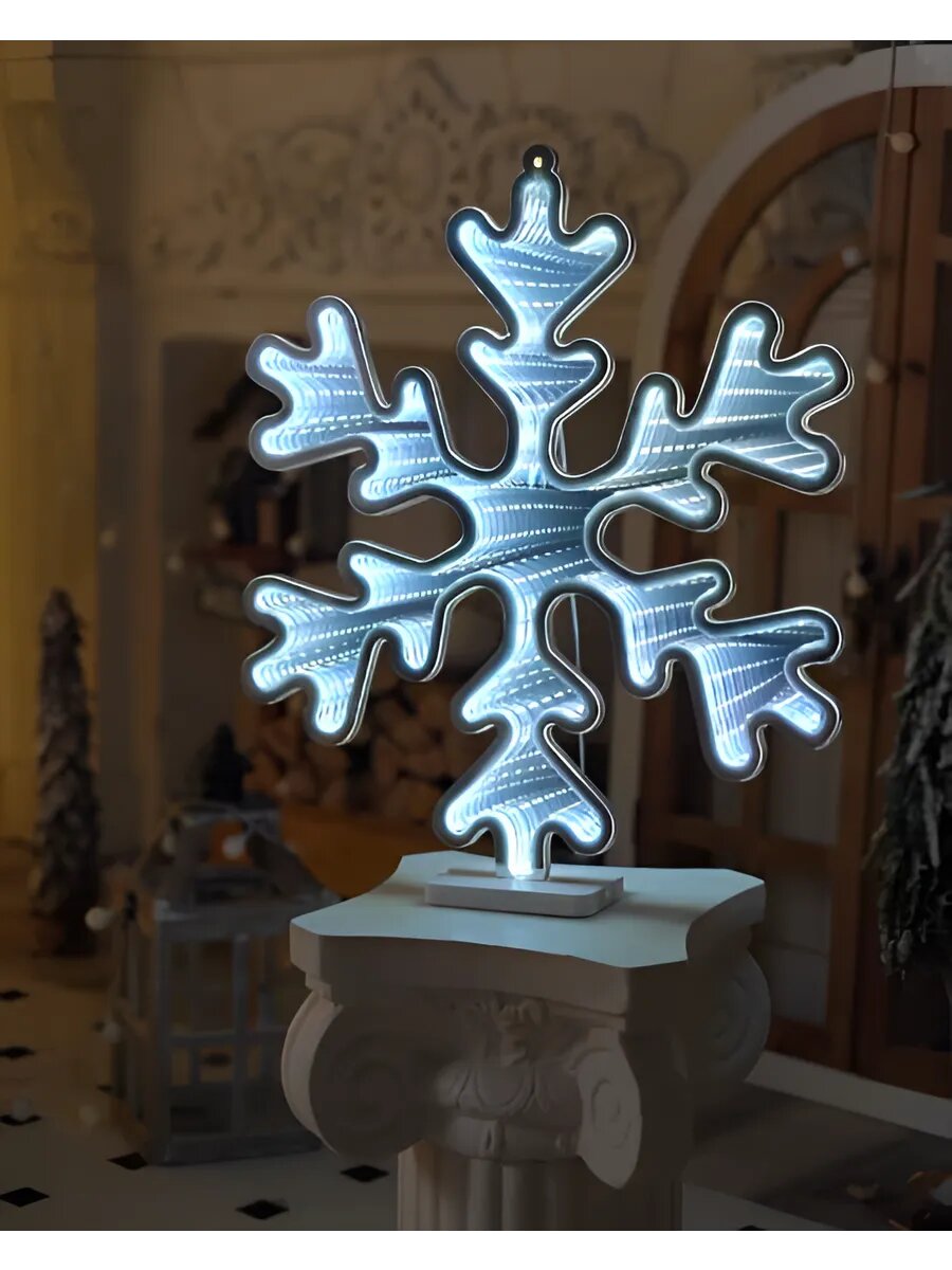 Гирлянда "Светящаяся снежинка" YD-CD-32, энергосберегающие LED-лампы, зеркальный эффект