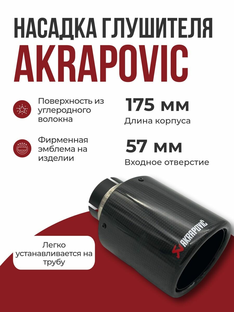 Насадка глушителя Akrapoviс глянцевый карбон 57-101 мм