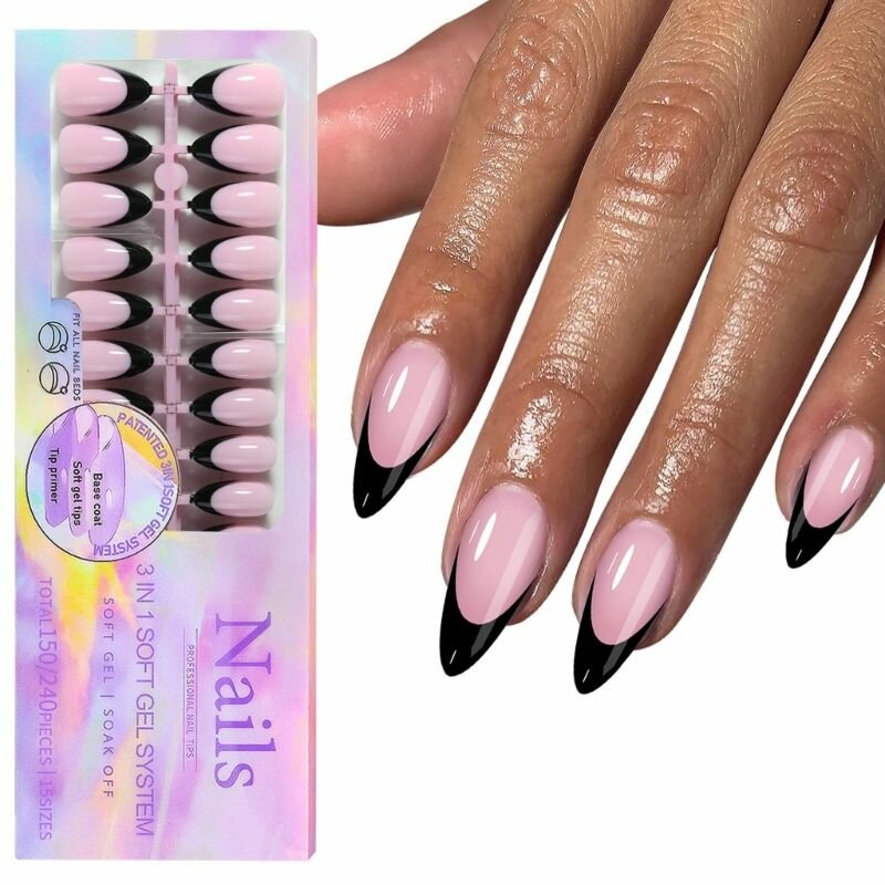 1 коробка черной пудры для ногтей manicure wear French seamless nail-03