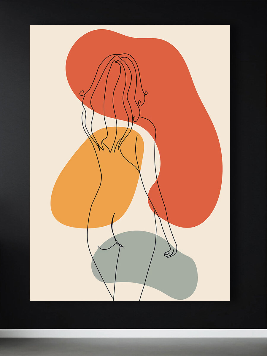 Картина интерьерная - "Силуэт девушки, лицо женщины абстракция" , 40х60 см.