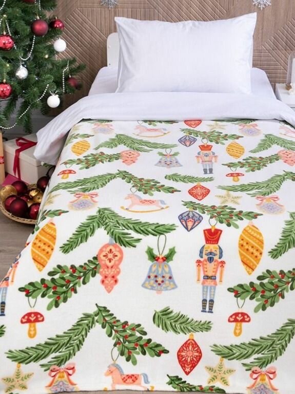 Плед La Notta Новогодние игрушки, плюш, 150х200 см