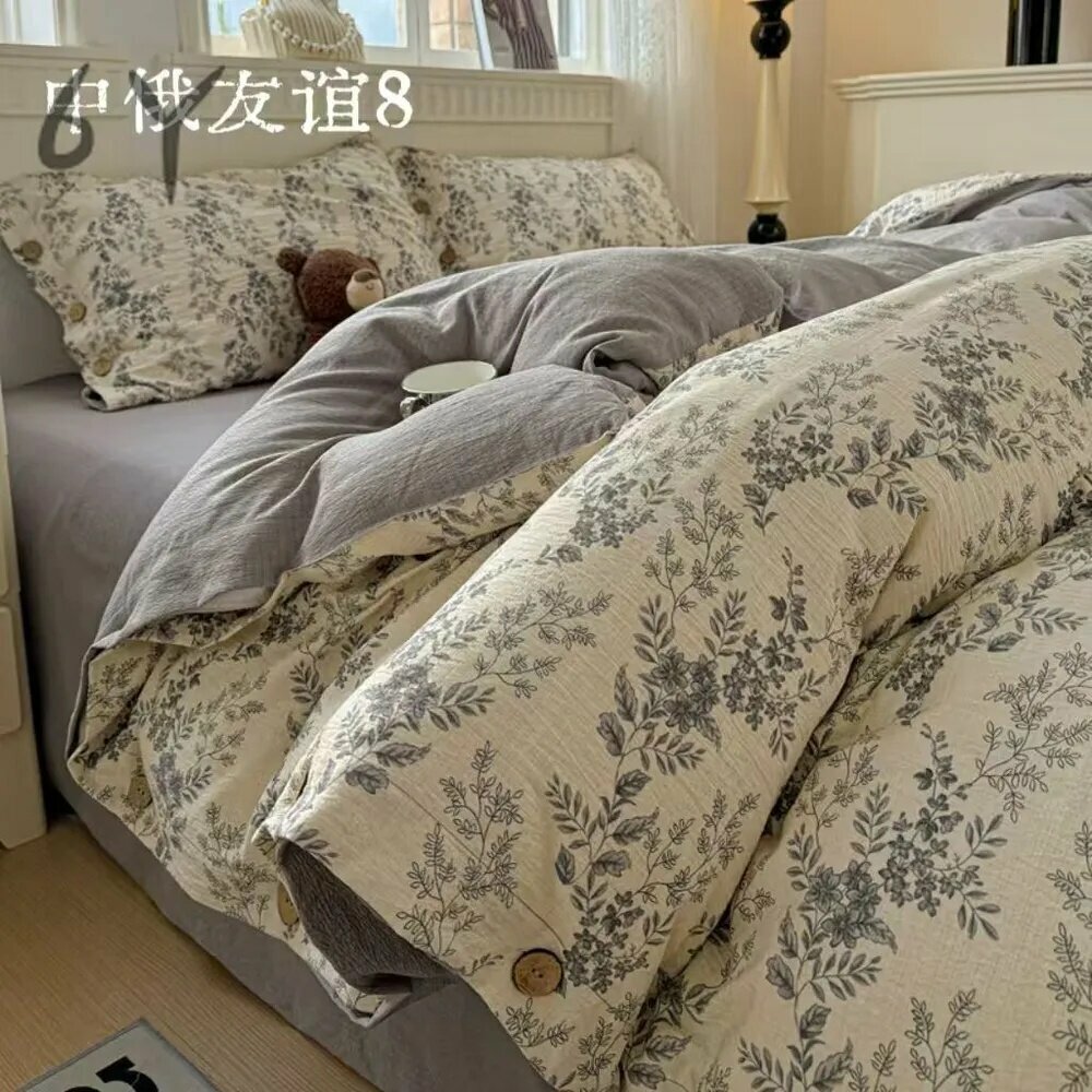 Комплект постельного белья, Хлопок, Двуспальный, наволочки 48x74