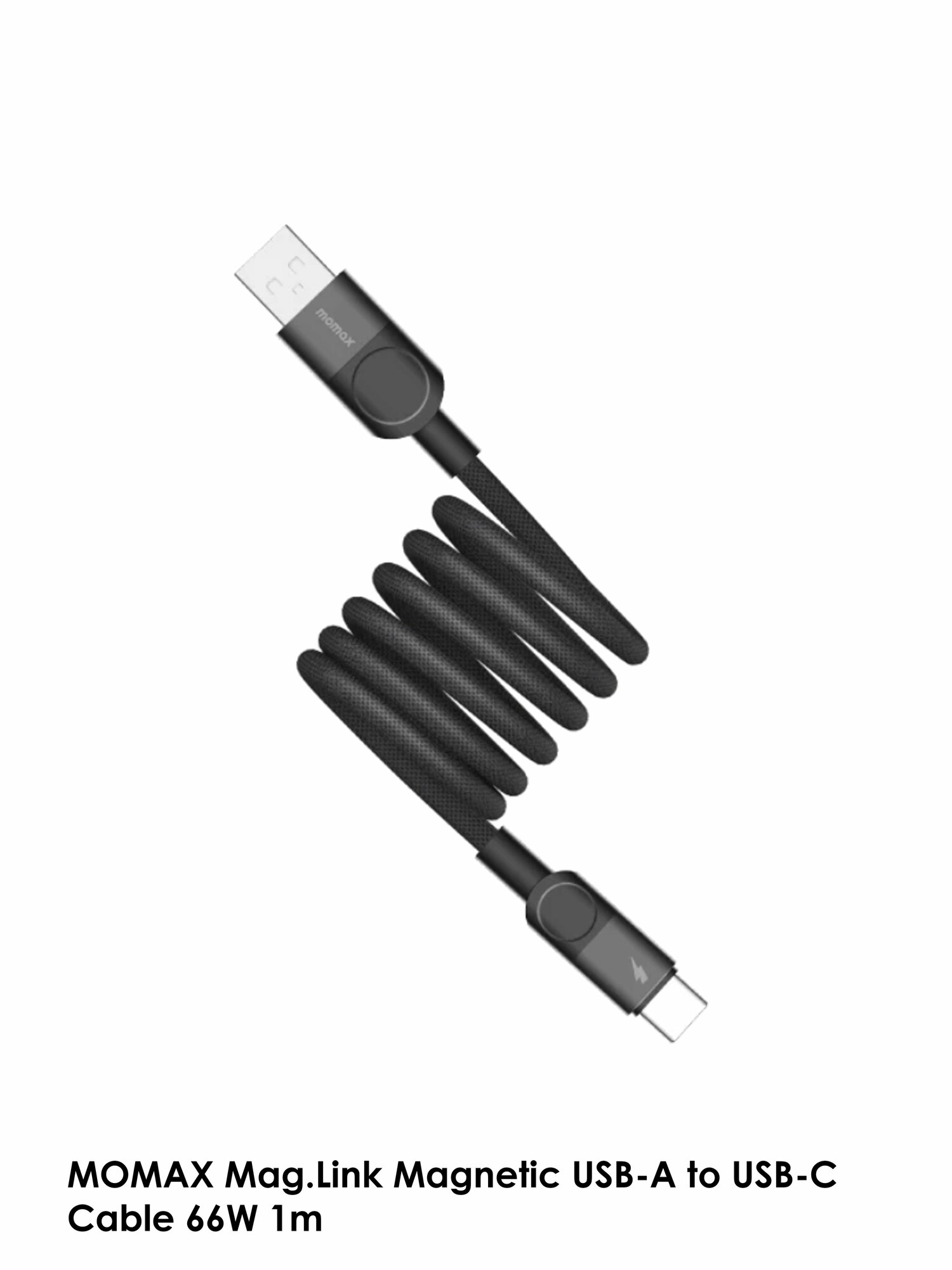 Кабель для мобильных устройств MOMAX Mag.Link Magnetic USB-A to USB-C Cable 66W 1m DA57D - чёрный