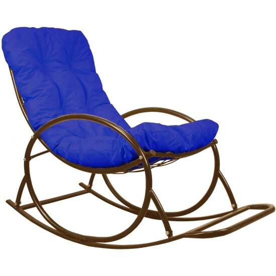 Кресло-качалка M-group коричневое, синяя подушка