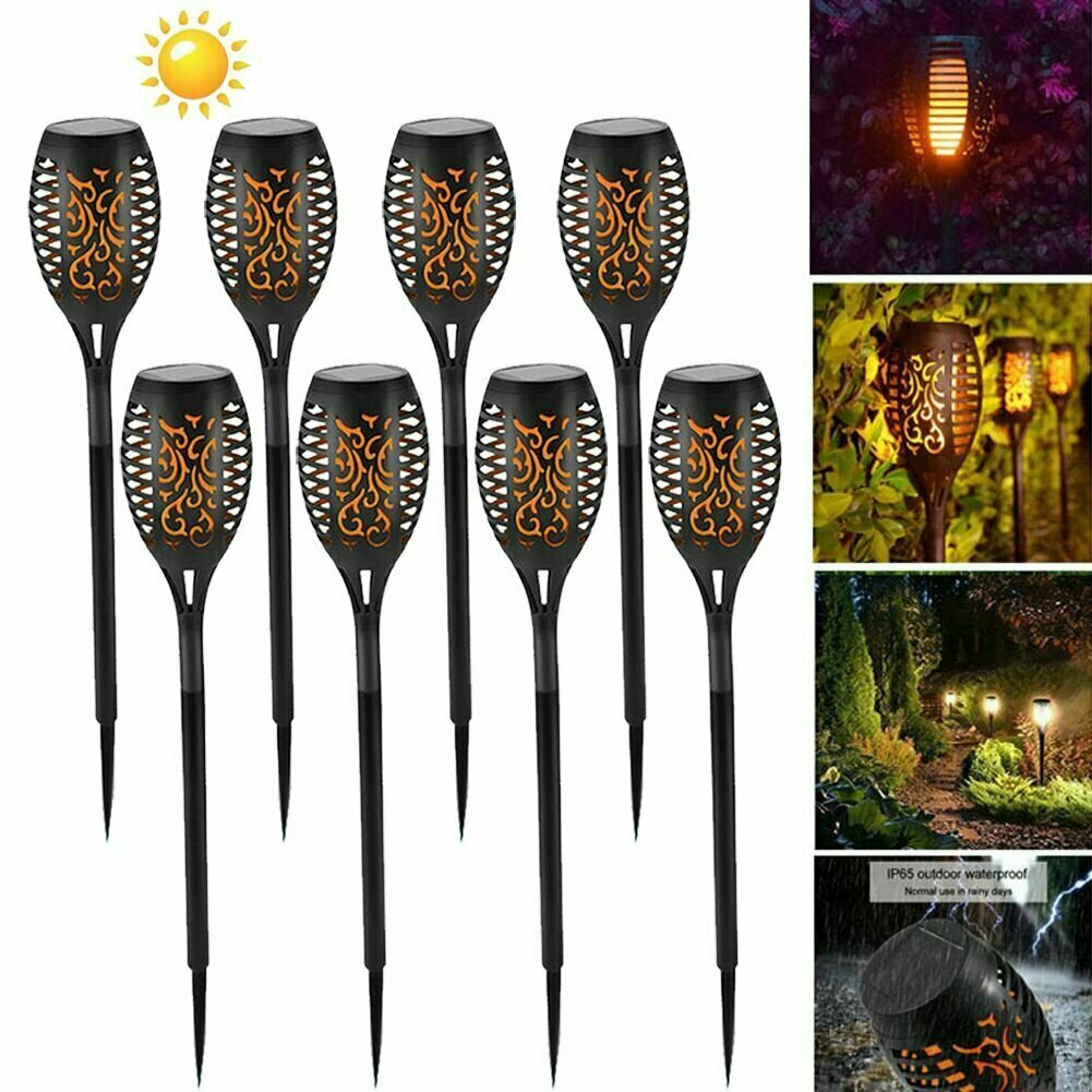 Садовые светильники уличные на солнечной батарее с эффектом пламени Факел-CJX2,8шт