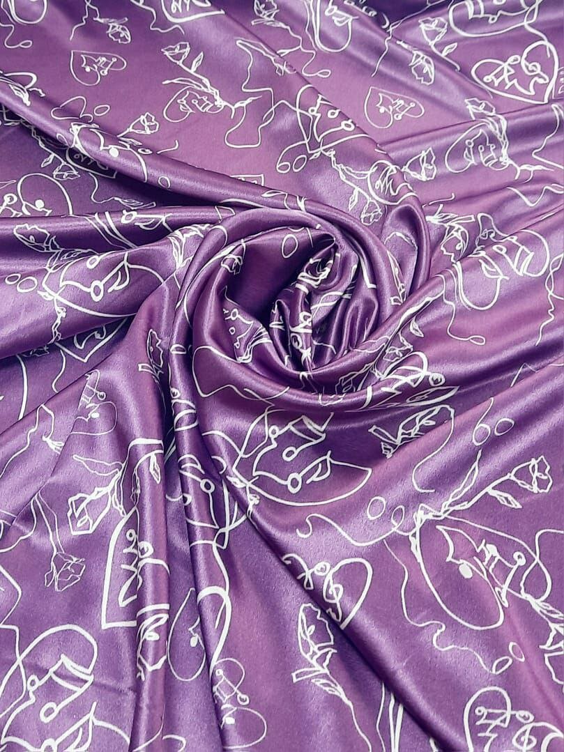 Атлас стрейч. Цвет сиреневый. Ширина 1.50 метра.