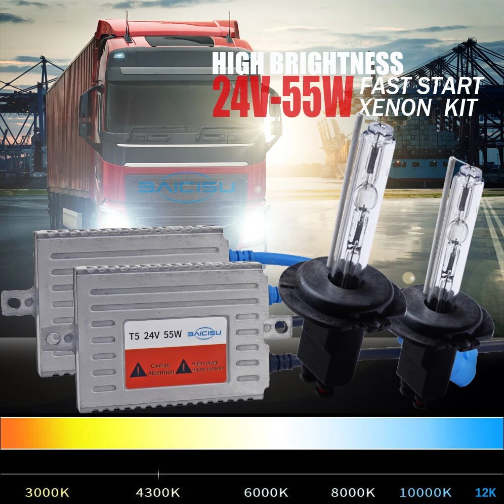24 В комплект скрытых ксеноновых фар для грузовиков 55 Вт H4 биксенон H7 H11 4300K Белый Желтый, H11