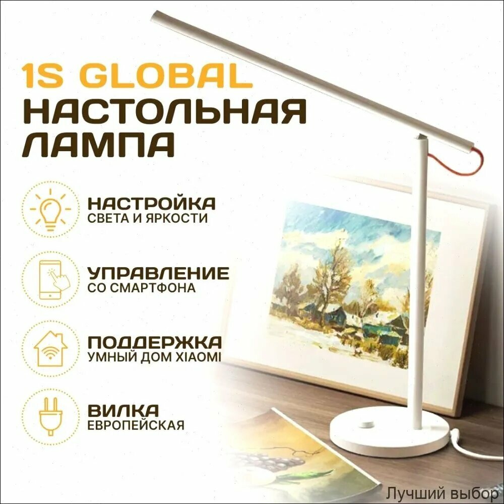 Настольная лампа Mi LED Desk Lamp 1S EU Global (MJTD01SYL) для чтения, светодиодный светильник для школьника, маникюра или в офис.