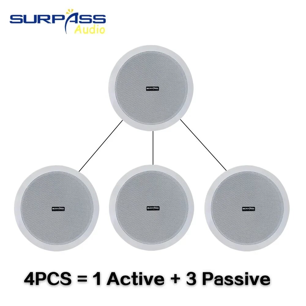 Bluetooth 6-дюймовый встроенный цифровой потолочный динамик класса D, 4 канала, 20 Вт, настенный громкоговоритель, Hi-Fi стерео, подходит для комнаты, кухни