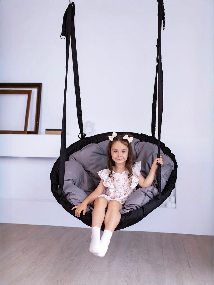 Подвесное кресло Серое PapaSAV 100 см садовые качели с подушкой. Кресло кокон серого цвета.