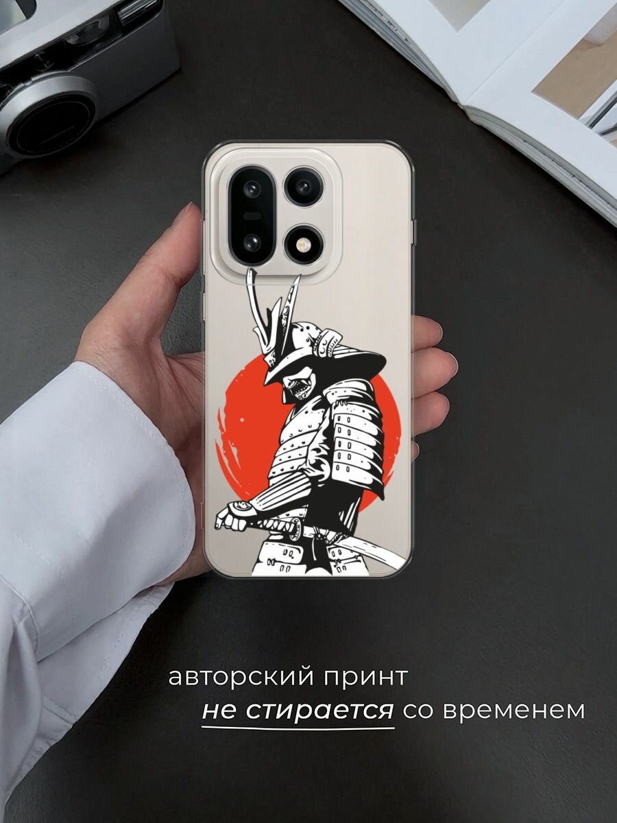 Чехол на OnePlus 15 / Ван Плас 15 с принтом Самурай с катаной, прозрачный — фото 1
