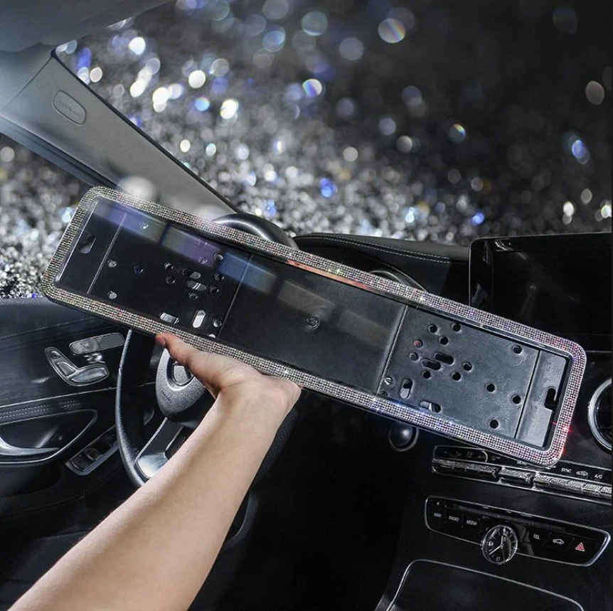 Рамка госномера ABS/Металл, резьбовое соединение, 20 см, со стразами, для легковых авто