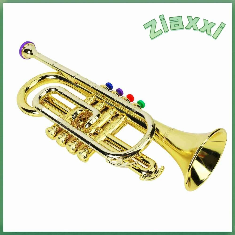 Игрушечная Труба Для Детей, Золотая, С 4 Цветными Клавишами, Для Музыкального Образования