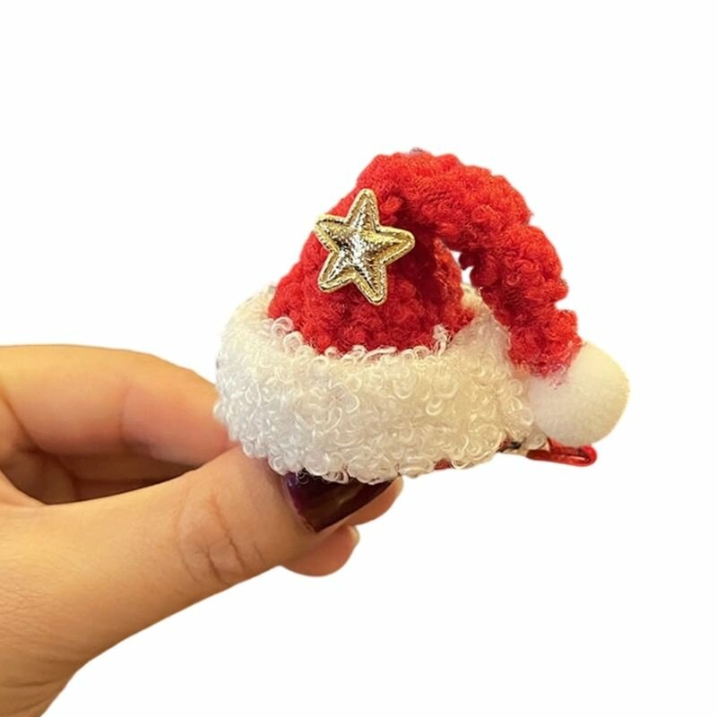 Новая рождественская шляпка с красной объемной заколкой для волос-красный