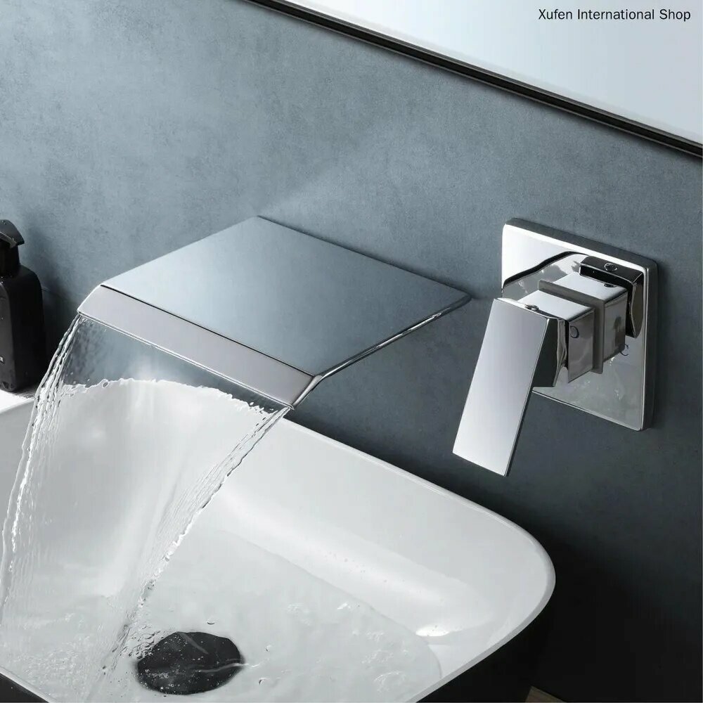 Смеситель скрытого монтажа встраиваемый для раковины и ванной настенный водопад