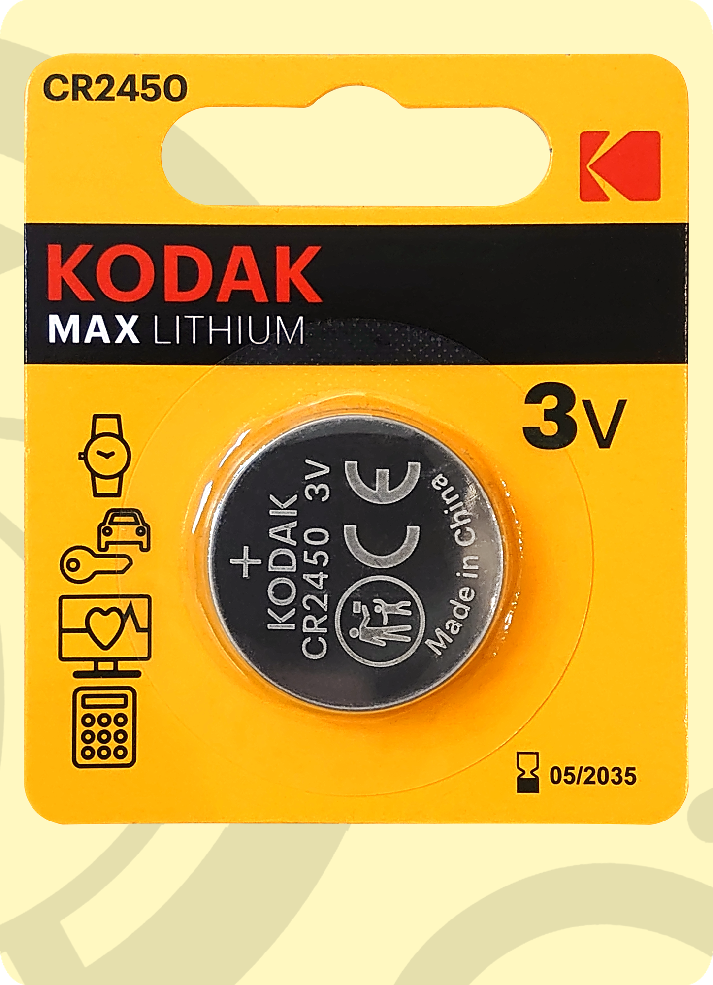 Kodak 2450 (CR2450/E-CR2450) Max | 3 Вольта, Литиевая батарейка - 1шт.
