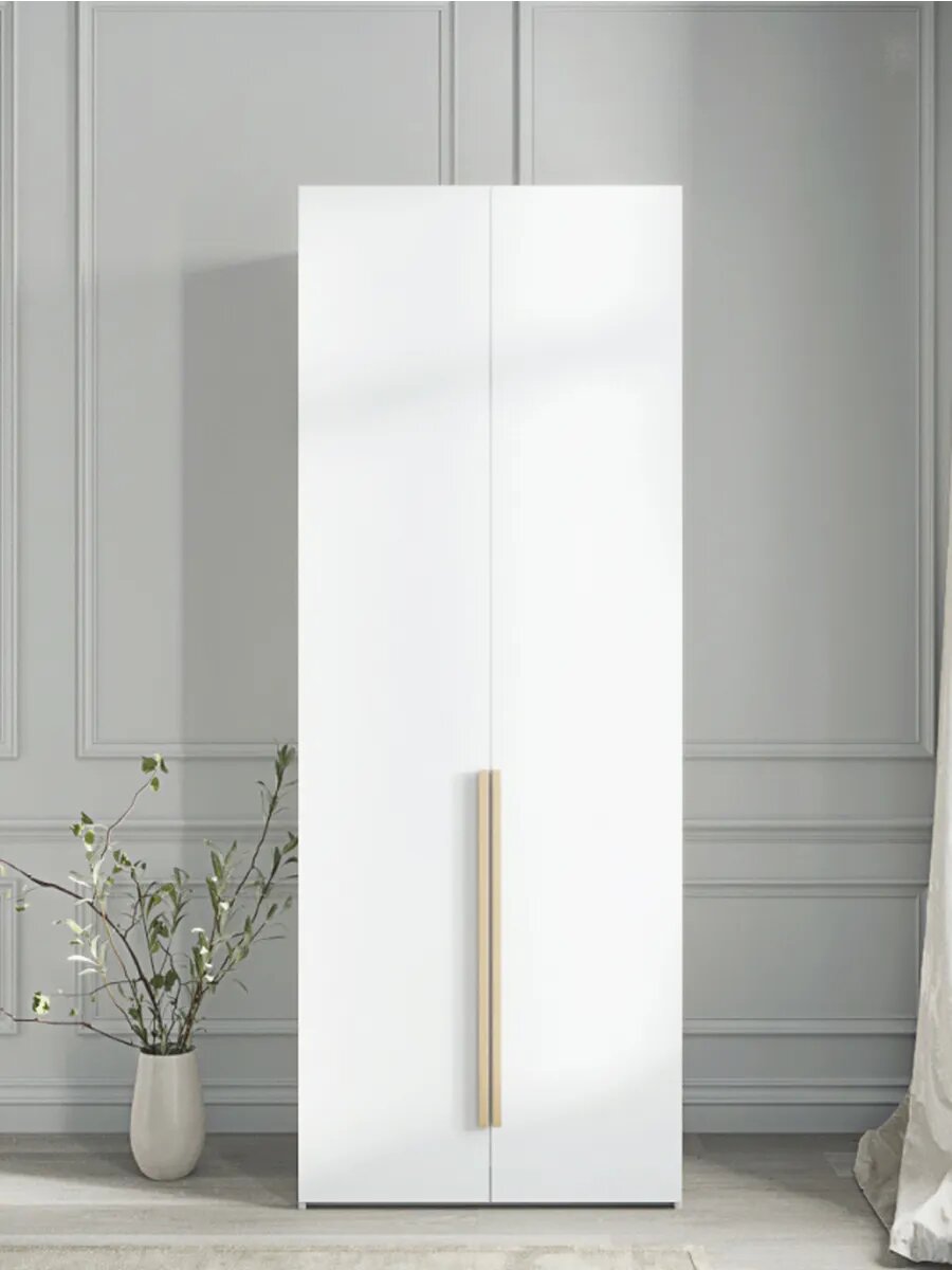 Casa Mia 90х260х60 см. Шкаф для одежды распашной 2-дверный с 2 штангами, белый, ручка накладная 832 мм