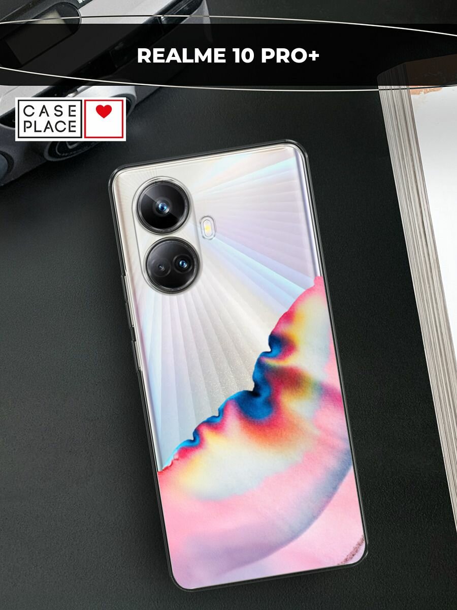 Чехол на Realme 10 Pro+ / Реалми 10 Про+ с принтом Розовая акварель, прозрачный