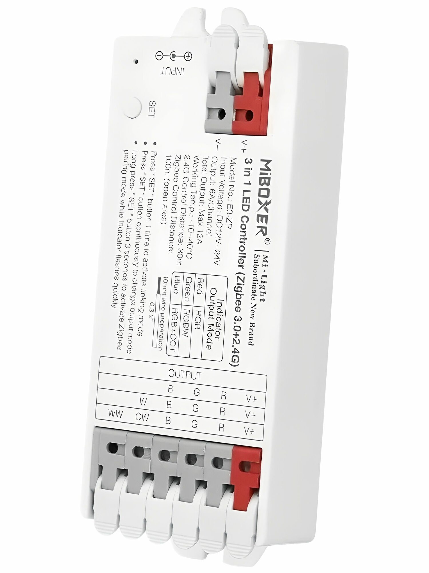 Контроллер Miboxer E3-ZR, 12A, DC12-24V, RGB, RGBW, RGB+CCT, RF 2.4GHz + Zigbee 3.0