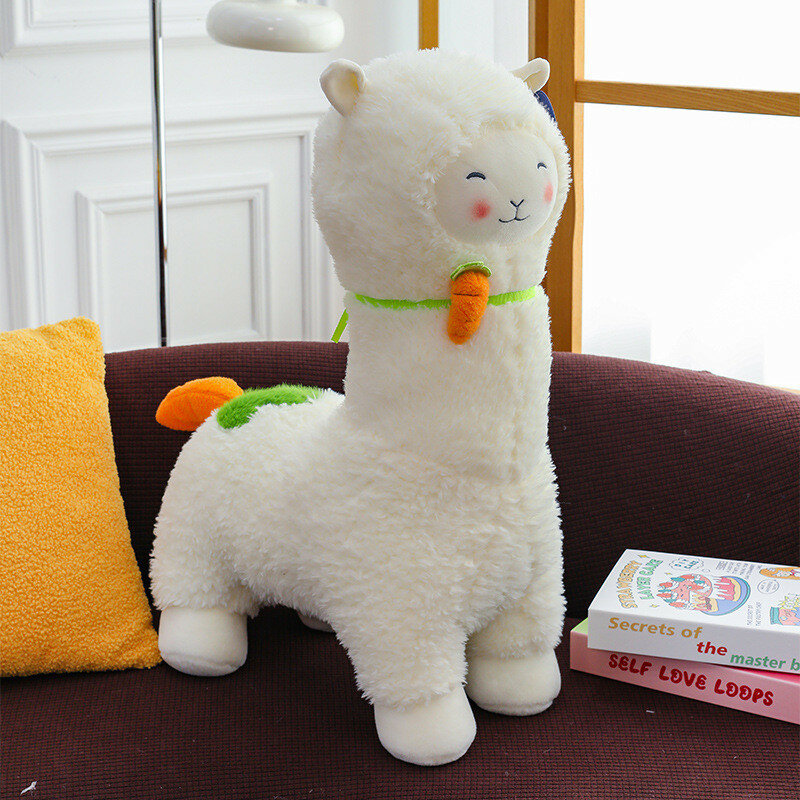 Whimsical carrot alpaca plush doll with cute features perfect for children's gifts 38cm