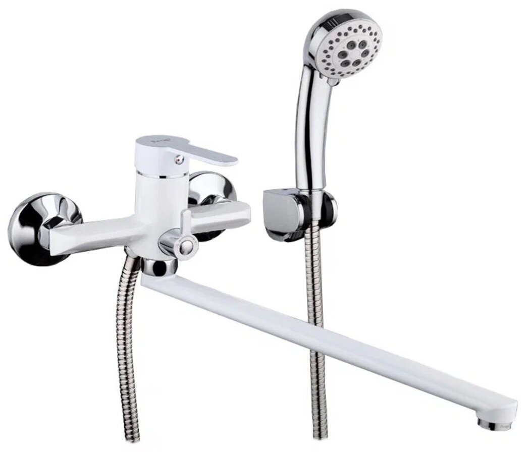 Смеситель Frap H41, с душем, латунь, белый, хромированный, 1500мм