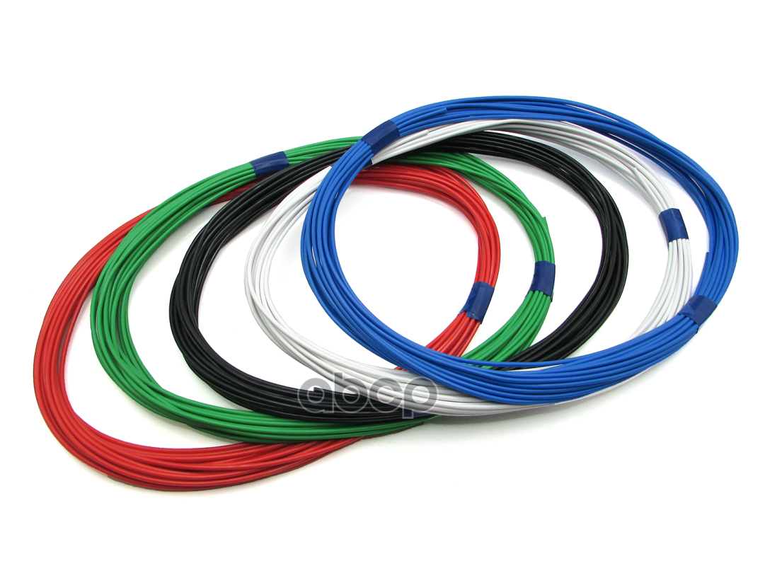 Комплект 5 проводов пвам 1,0 кв. мм (цвета: черный, красный, зеленый, голубой, белый) длиной по 10м. CARGEN арт. AX35301