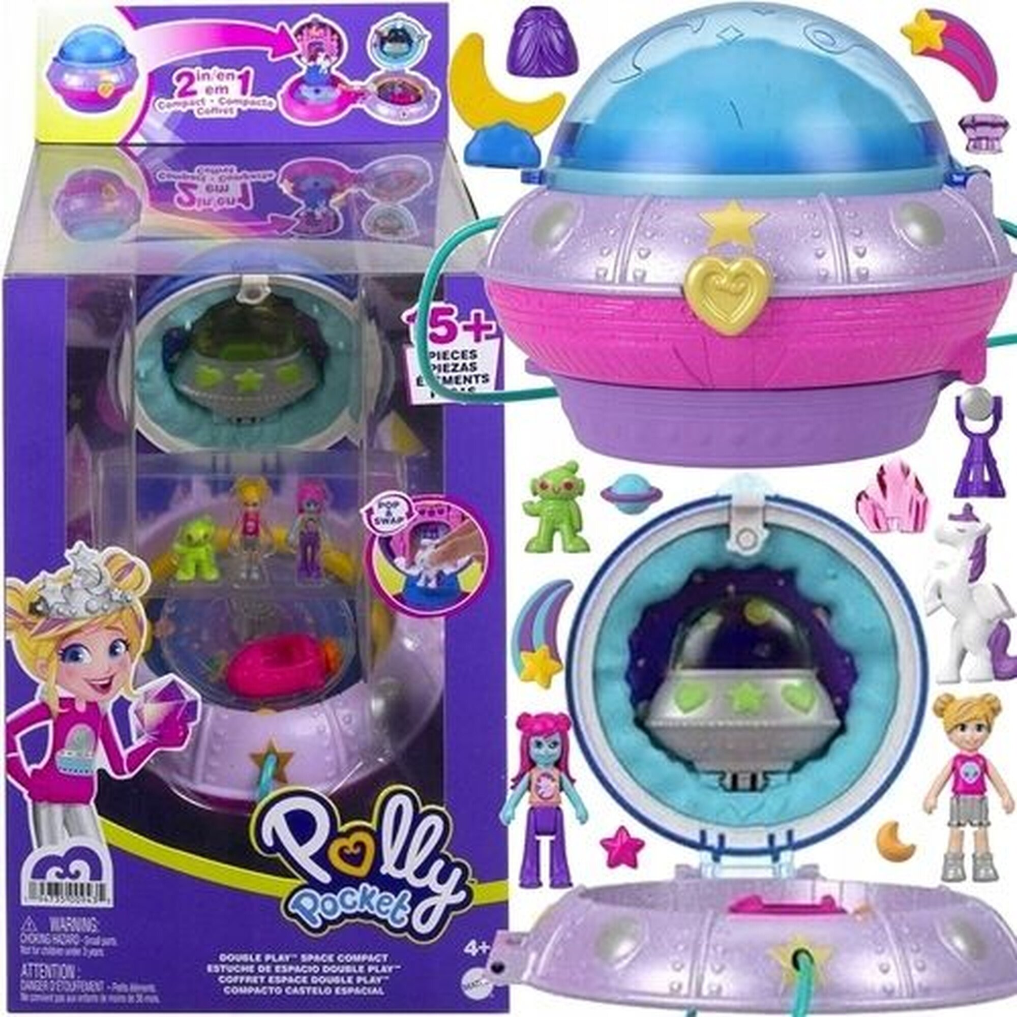 Фигурки Mattel Polly Pocket - Игровой набор Космическое приключение с фигурками и аксессуарами - Полли Покет HCG25