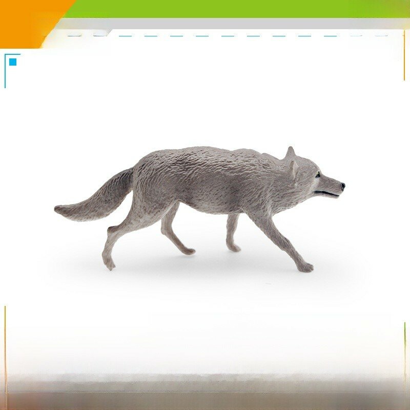 Gray wolf figurine pvc kids toy with roaring pose for animal learning and play