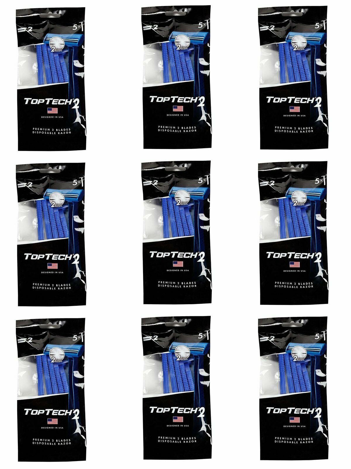 TopTech Мужская бритва, одноразовая, 2 лезвия, 5 шт, 9 уп