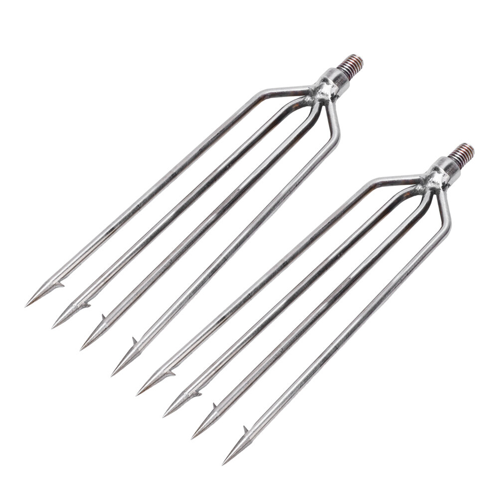 2 pcs Stainless Steel 4 Prongs Harpoon Gig Gaff Hook Barb Fish Spear for Outdoor Fishing Tackle