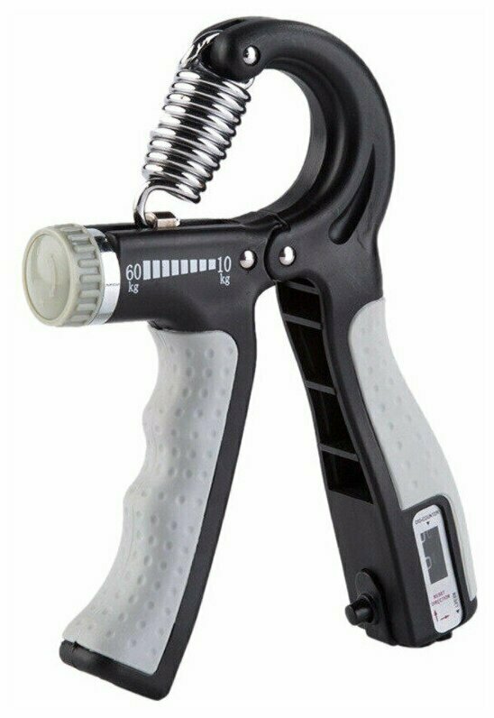 Эспандер кистевой, рукоятка, со счетчиком, 60 кг, цвет серый