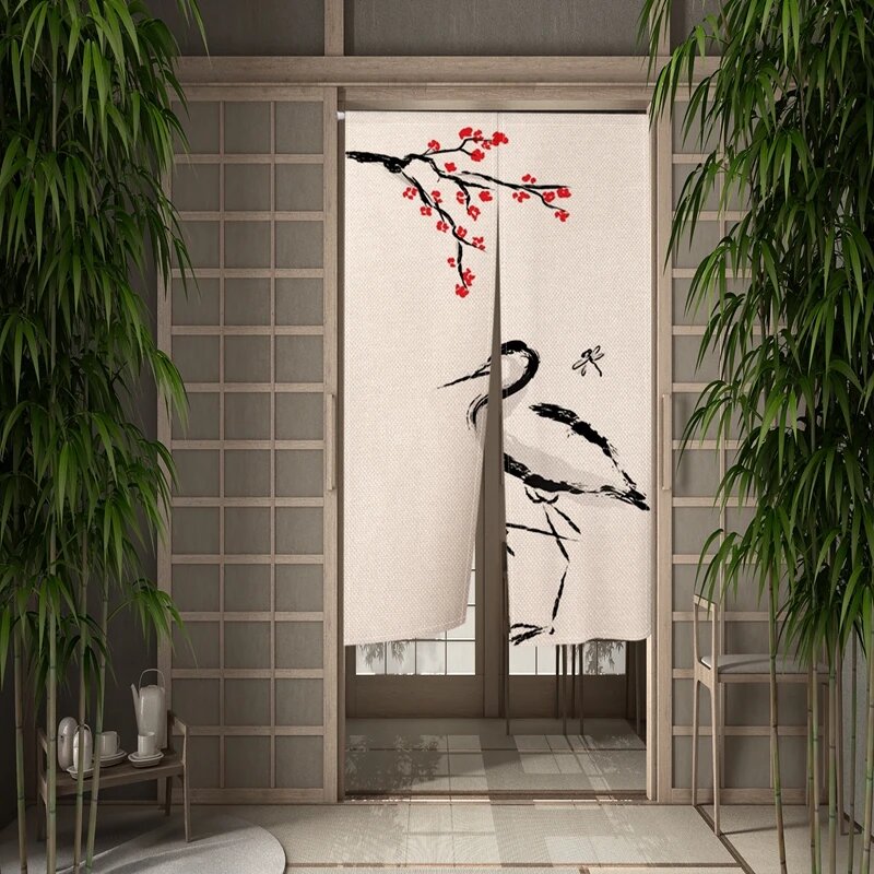 Льняные занавески Curatin Doorway Fuji Red Sun 70x120cm, 3