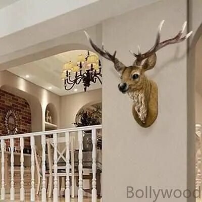 Голова оленя на стену из дерева, рога оленя сборная модель деревяннаяBollywood