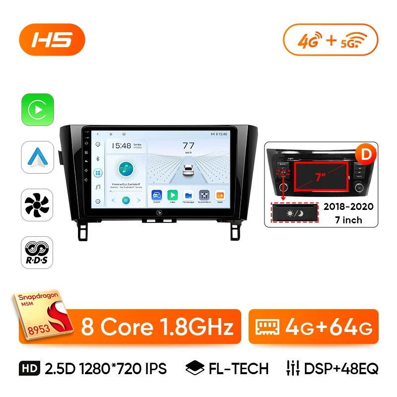 Автомобильный мультимедийный плеер Ainavi для Nissan X-Trail 3 T32 Qashqai J11 2 2014 2016 2018 2020, беспроводной радиоприемник Carplay Android Auto 2din H5 4G 64G Style D