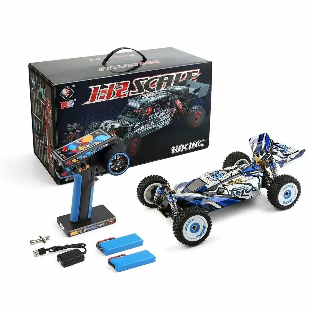 Радиоуправляемая гоночная машинка 1:12, 4WD, бесщеточный мотор, до 75 км/ч, комплект с двумя аккумуляторами