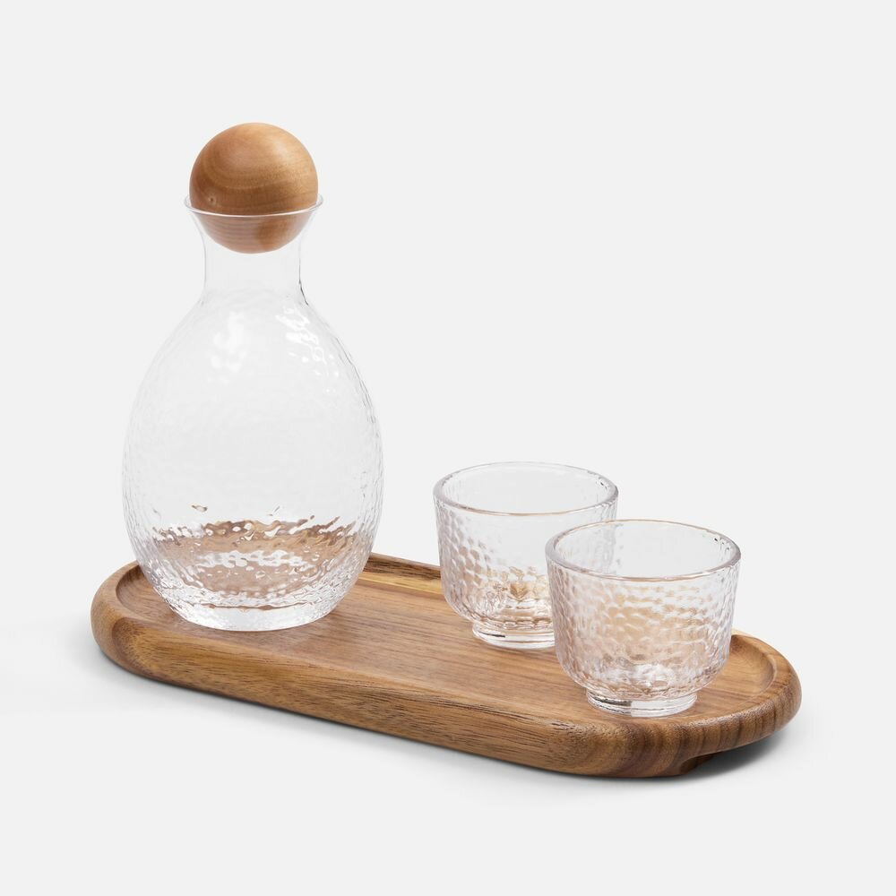 Подарочный набор Glassary, бутылка: диаметр 4 см, высота 13 см; стопка: диаметр 5,3 см, высота 4,6 см; поднос: 21,4х11,5х1 см; упаковка: 11x10,5x23,5 см