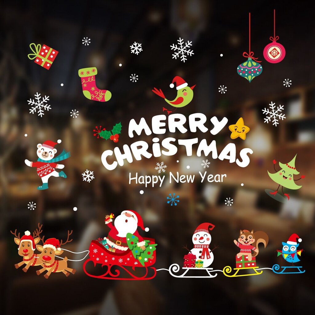 Наклейка на окно merry christmas window wall sticker decals elegant holiday designs for easy home decoration, style2