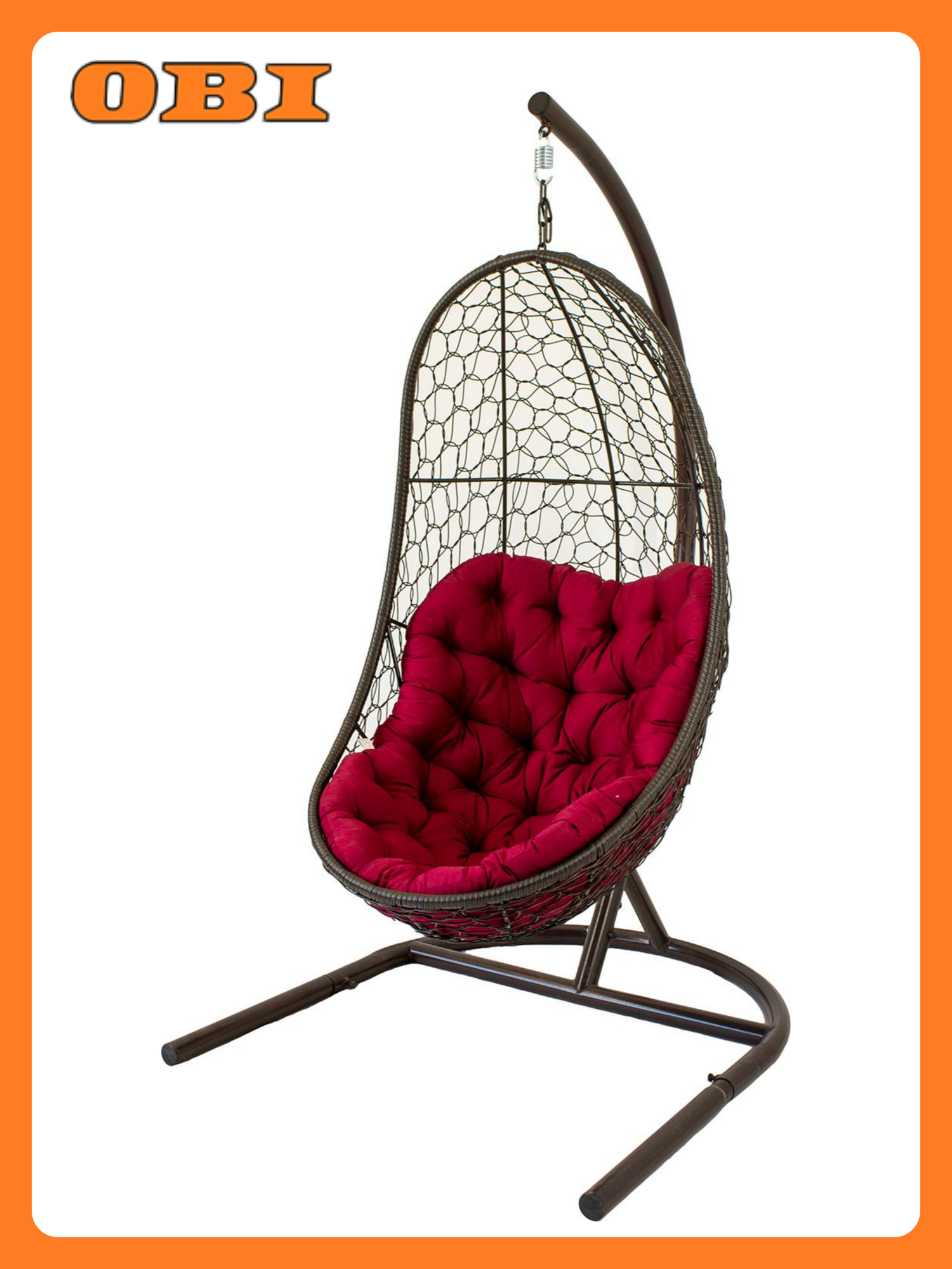 Кресло подвесное Неаполь, искусственный ротанг, текстиль, 200x80x80 см