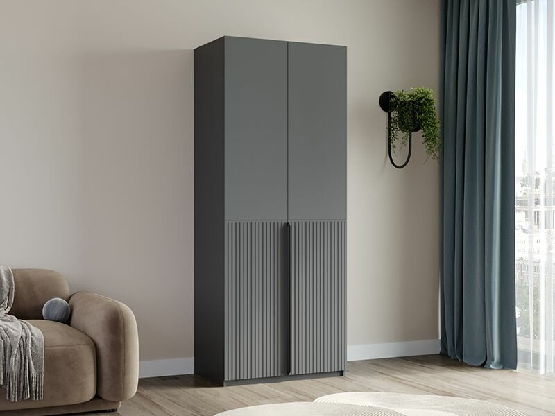 Шкаф распашной для одежды "Бруно" 80х200х50 Серый графит / Графит