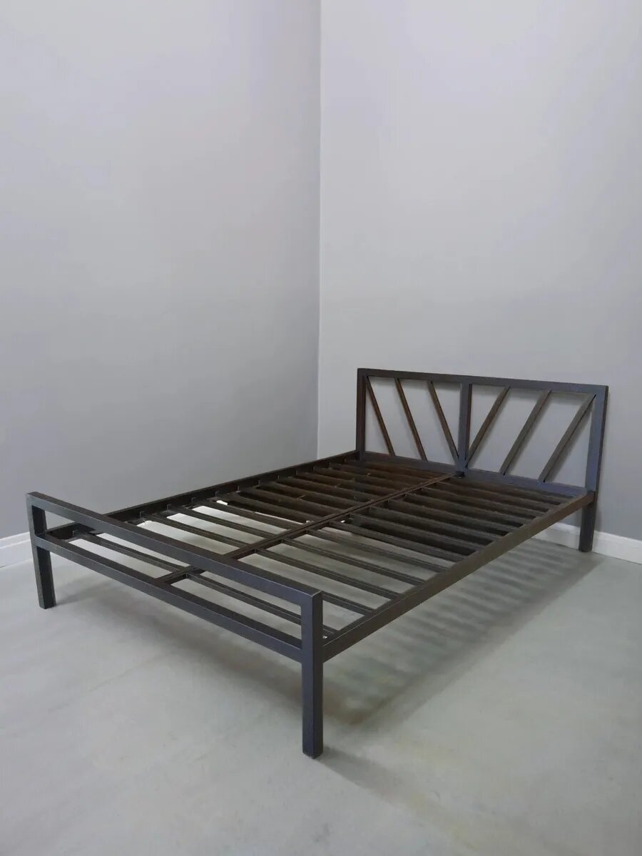 Кровать Loft Mebel "Герда-2", двуспальная, кованое изголовье, чёрная, 200x200