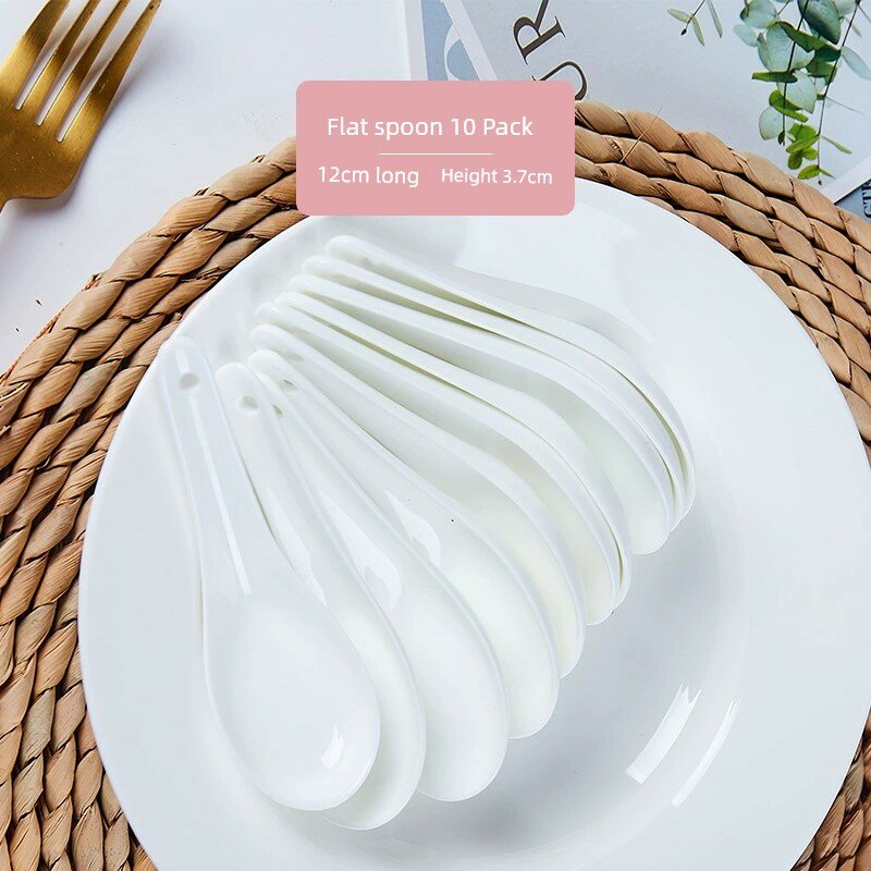 Набор из 10 ложек, костяной фарфор из Цзиндэчжэня, бытовые ложки, суповые ложки, керамические ложки для перемешивания,