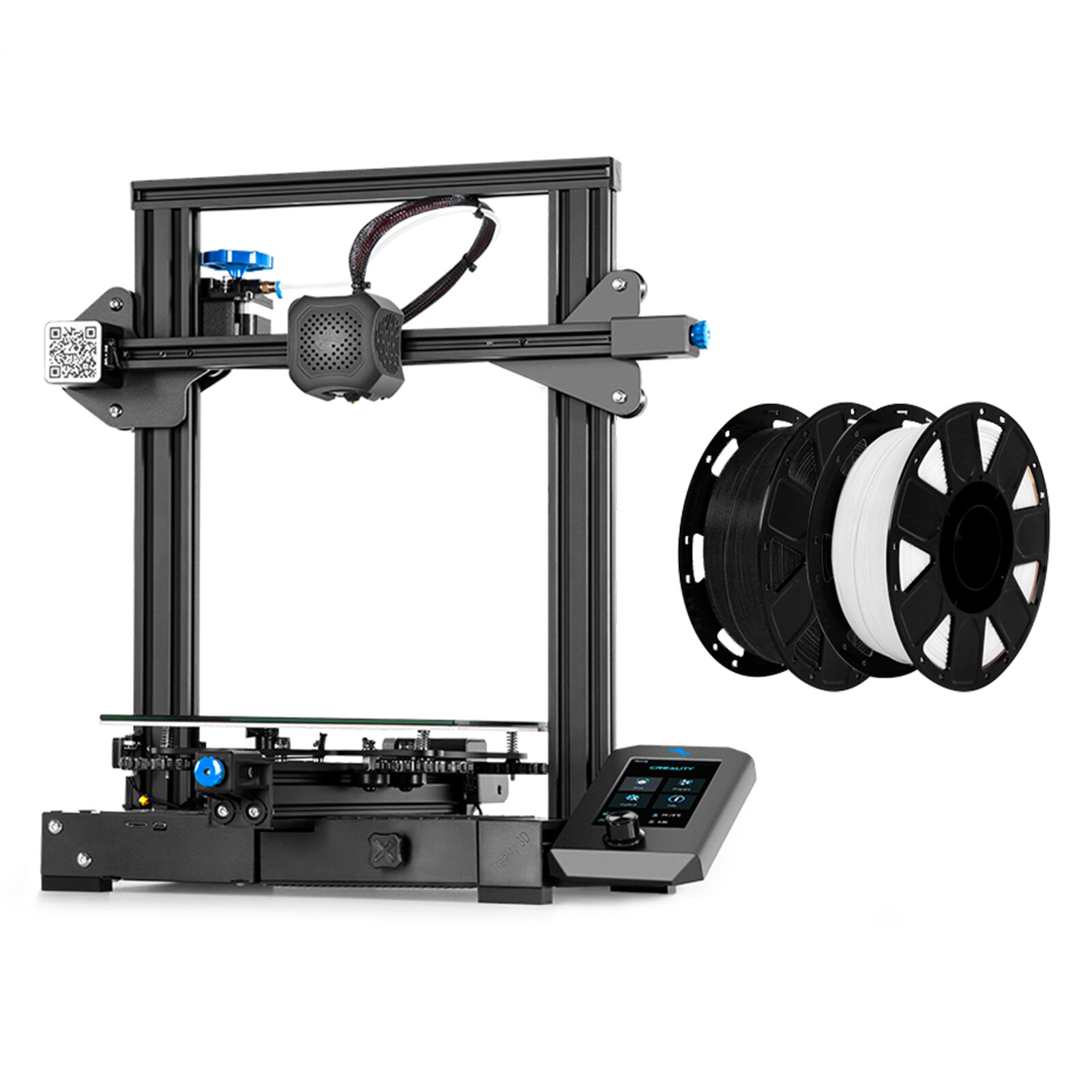 Creality 3D Ender-3 V2 3D Printer Kit All-Metal Integrated Structure Silent Mainboard New UI Display Screen Resume Printing 220x220x250mm Build Volume 2KG PLA Filament Black&White