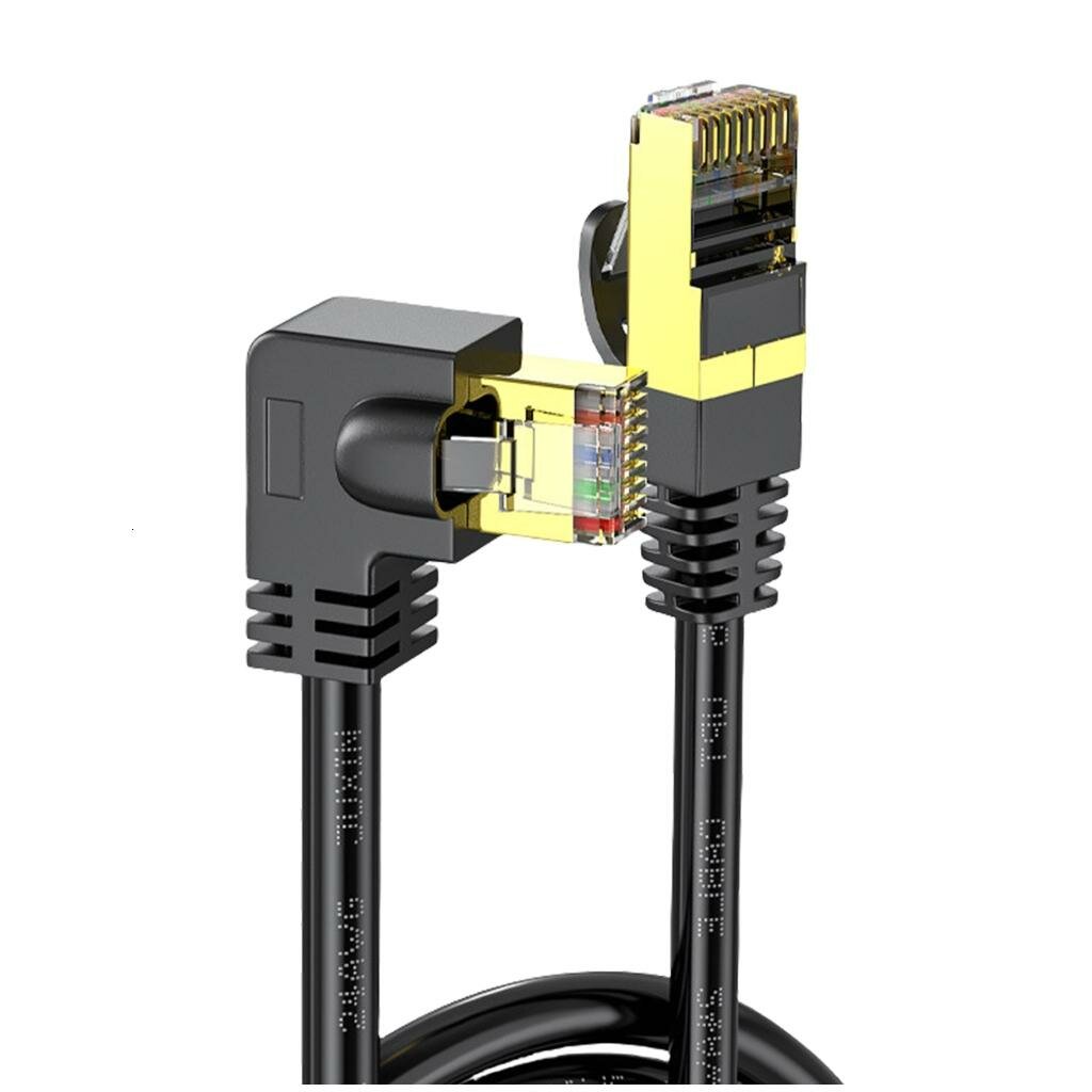 Сетевой кабель cat7 категории 8 10 гигабитный сетевой кабель RJ45 с 90-градусным изгибом-2 метра-правый изгиб
