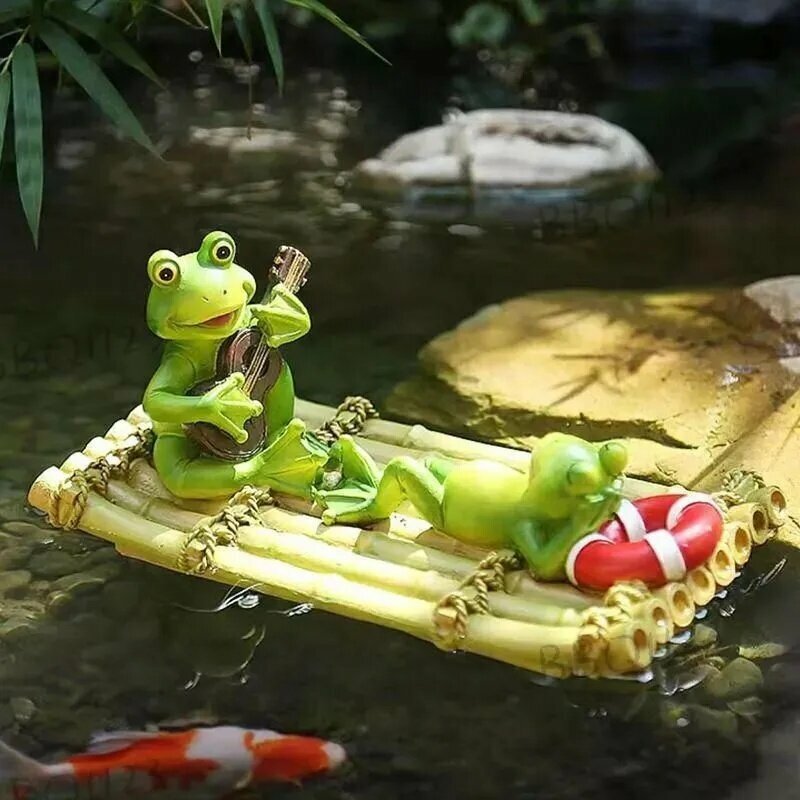 Плавающие животные, статуи лягушек, украшения для сада, поделки из смолы